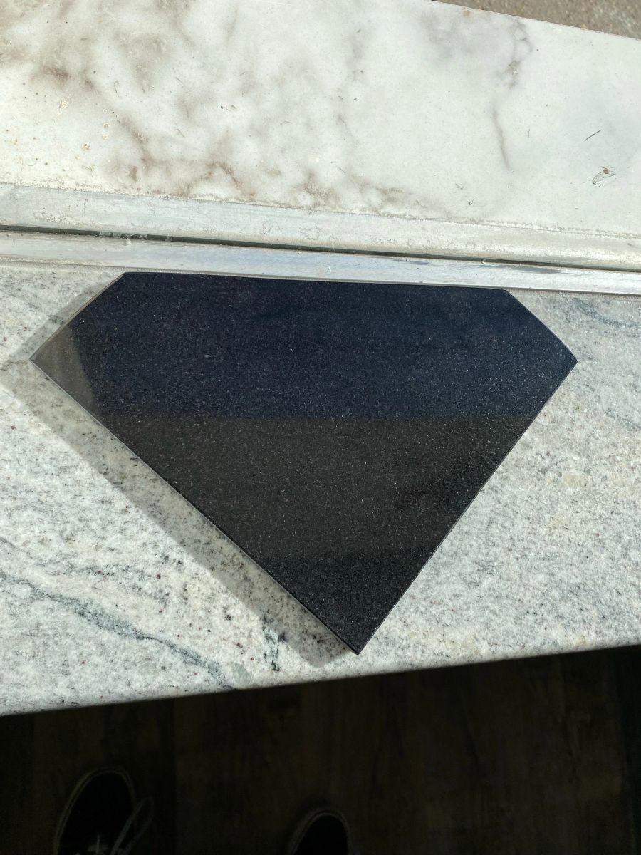 Absolute Black Granite Shower Corner Shelf 3/8" Diamond Shape
