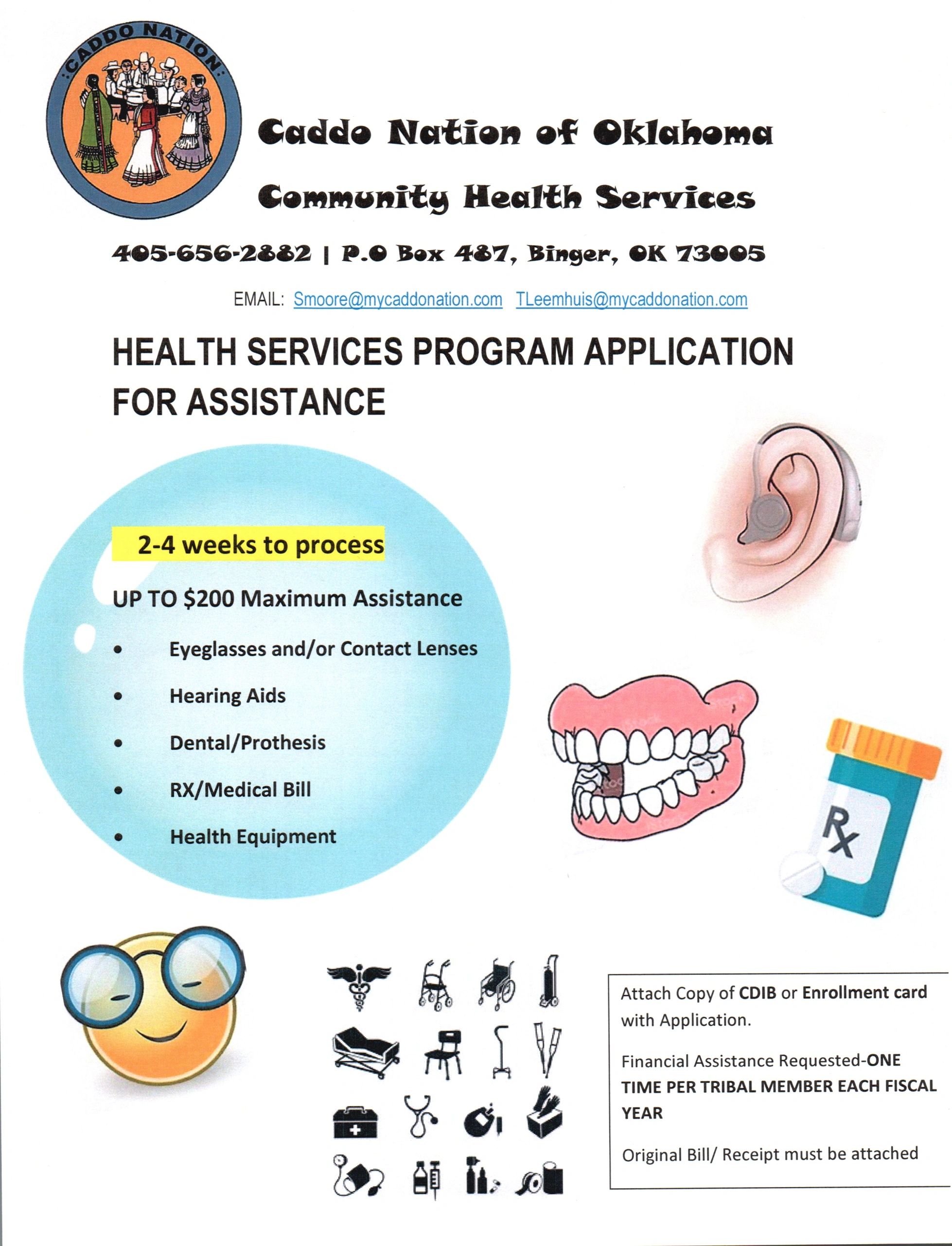 Community Health Services Program Application for Assistance