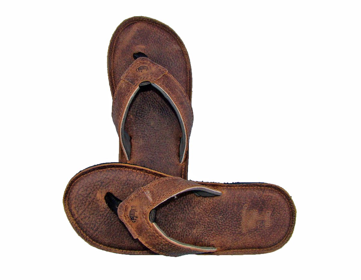 de Aviles American Bison leather flip flops for men
