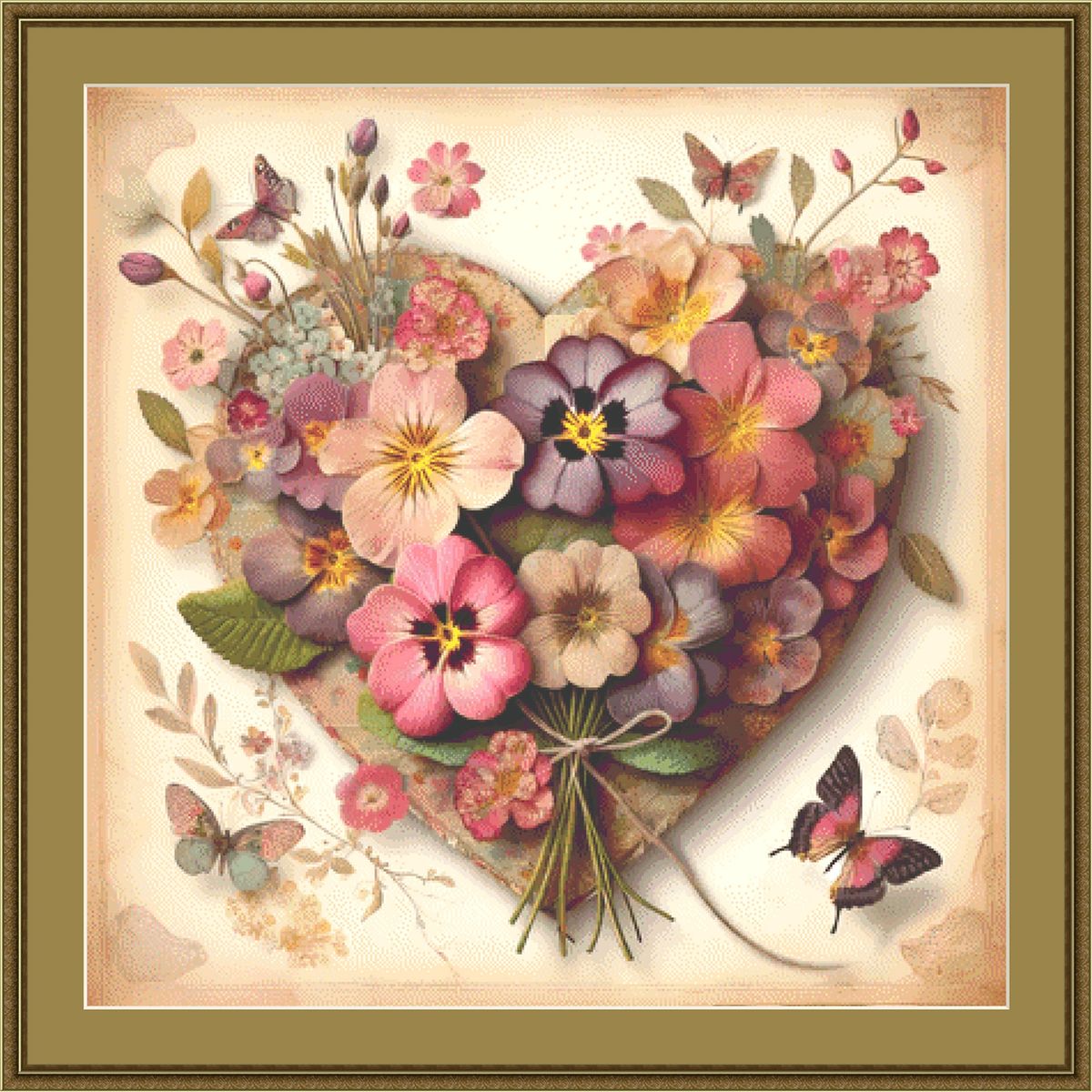 Elegant Bouquet counted cross stitch pattern by World of Love Hearts ...