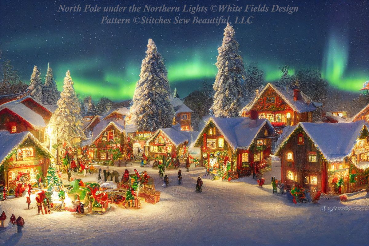 North Pole Under Northern Lights cross stitch pattern by White Fields ...