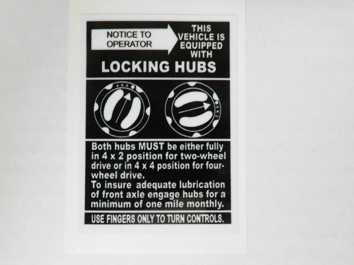 International Harvester Scout 80 & 800 NEW Locking Hub Decal Made in ...