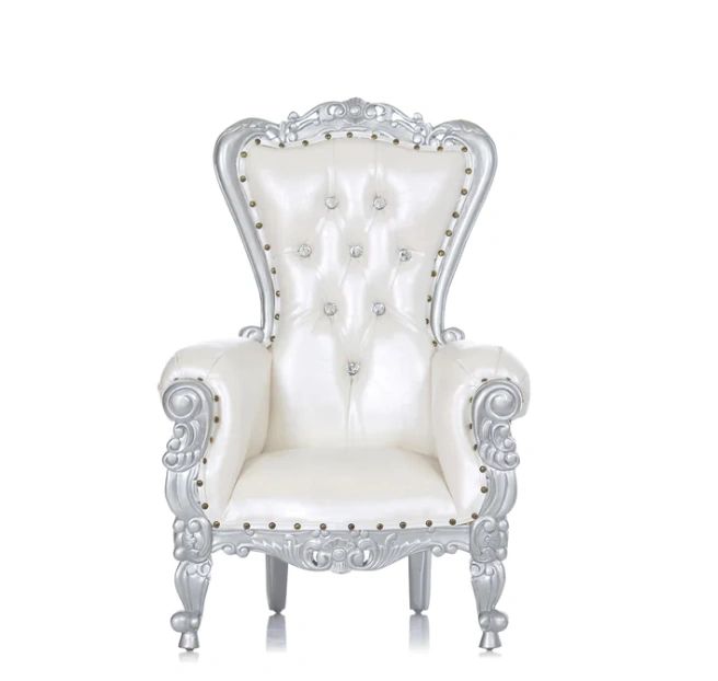 Kids Throne Chair - Silver and White