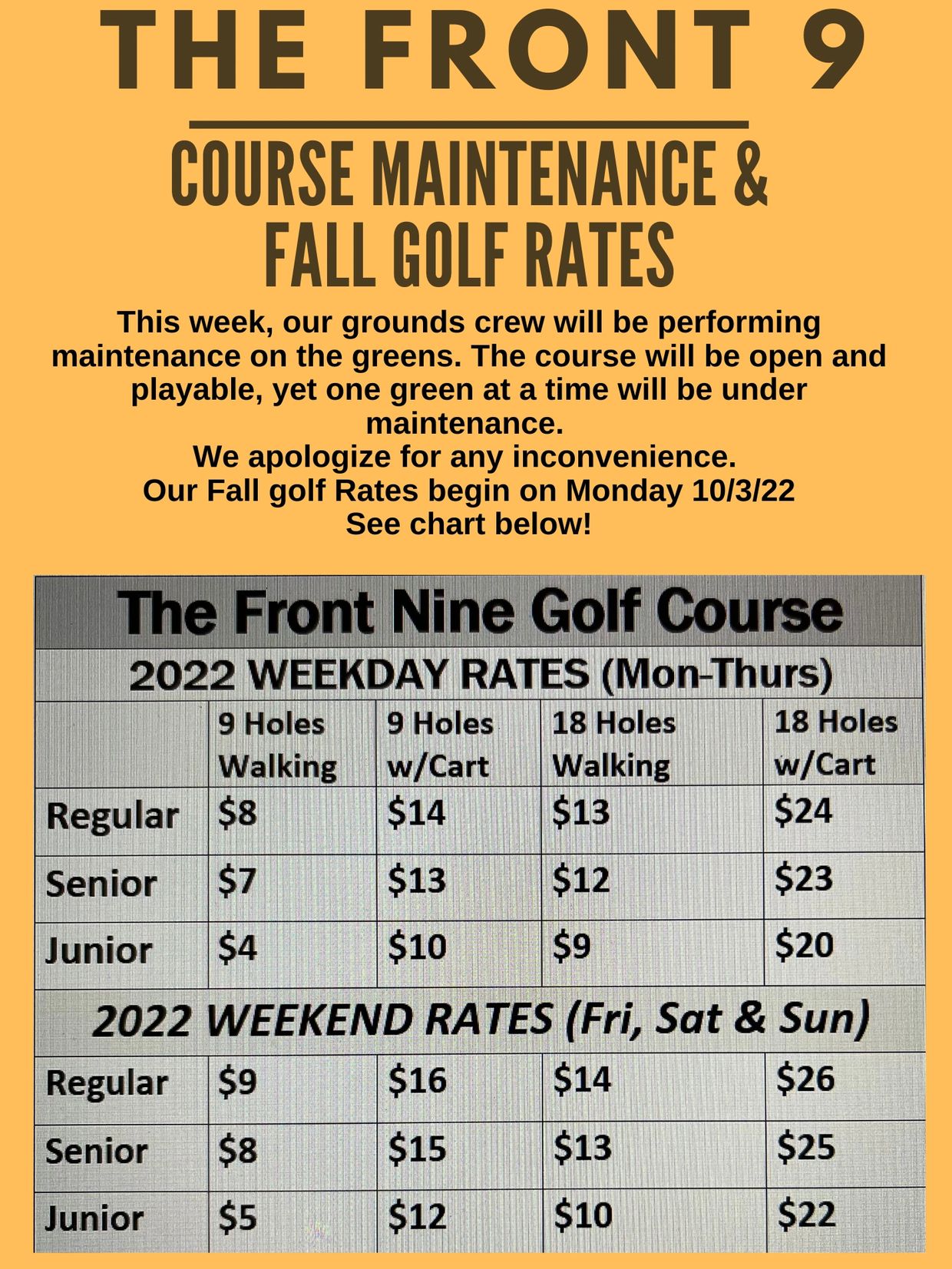 The Front 9 - Restaurant, 9 Hole Golf Course, Bar