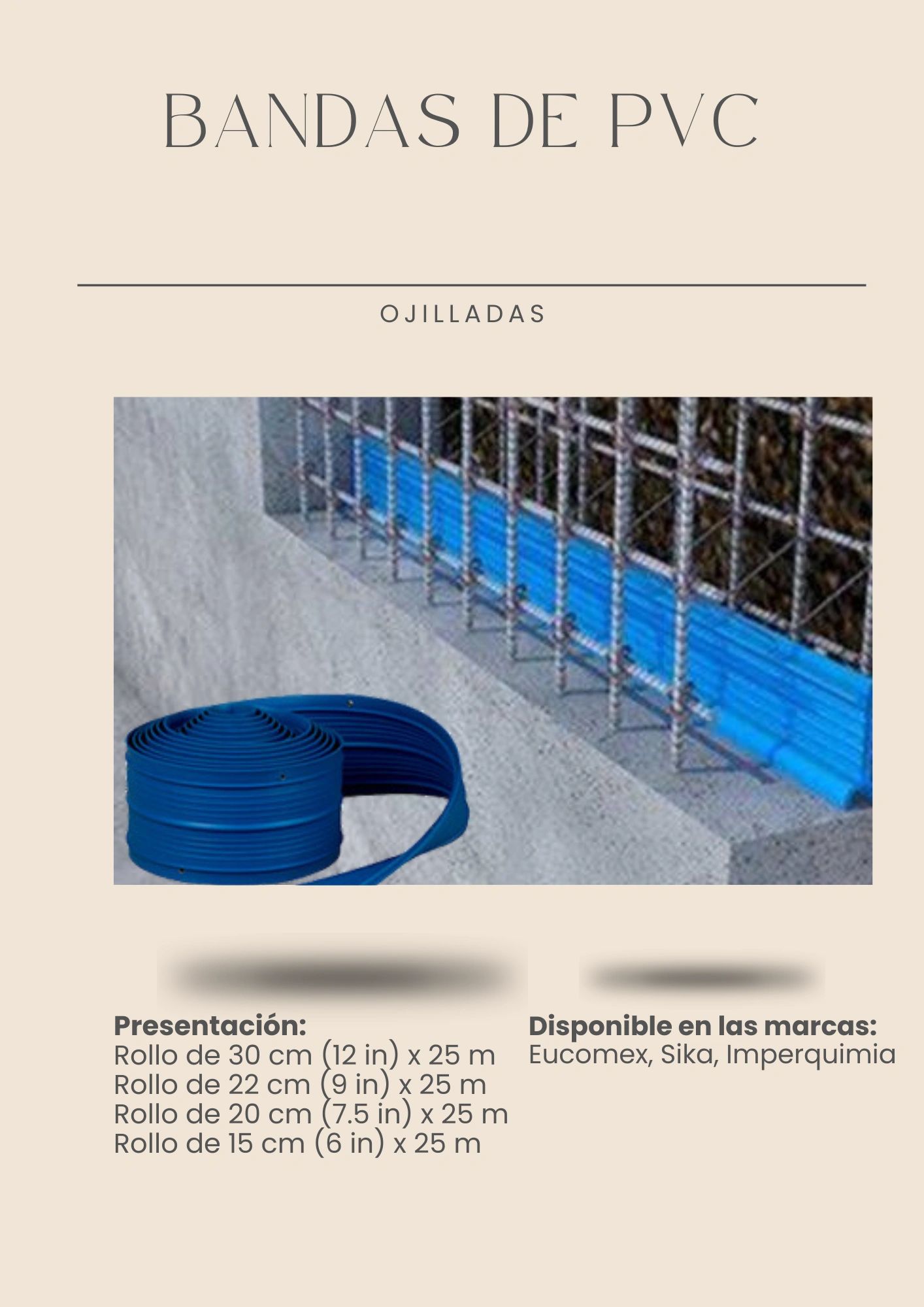 Banda de pvc ojillada / Euco banda / Sellaquim banda / SikaBanda