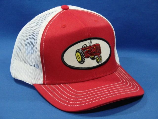 Massey Harris Tractor - Red With White Mesh Back Hat - Snapback