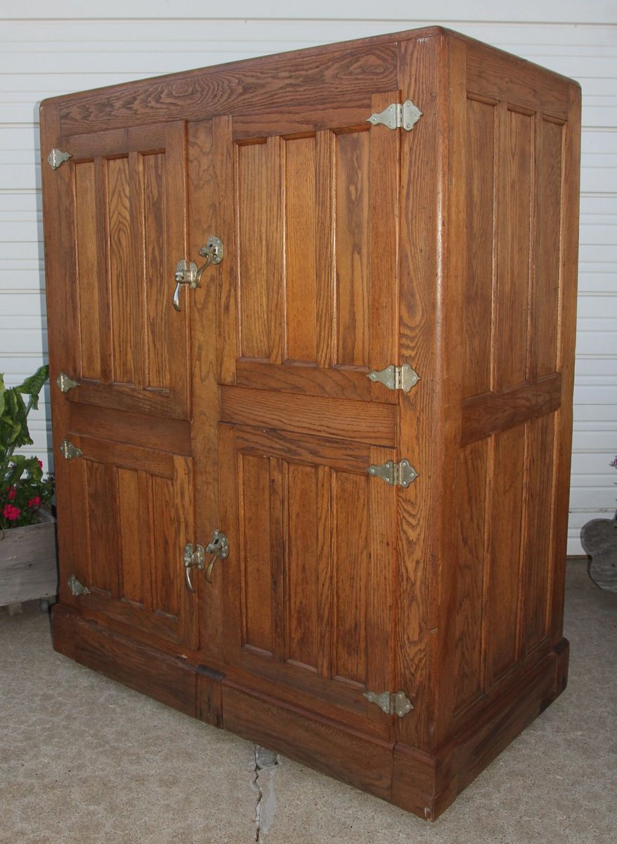 Huge Oak Herrick 4 Door Icebox Ice Chest MH Dougherty Dixon NE 64" x 52"