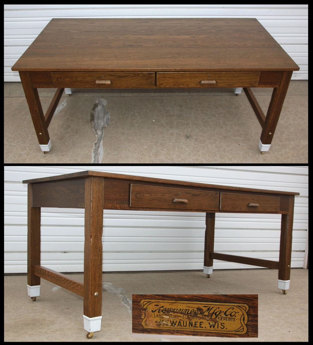 6' Mission Oak Arts& Crafts Chemist Lab Table Office Desk Library ...