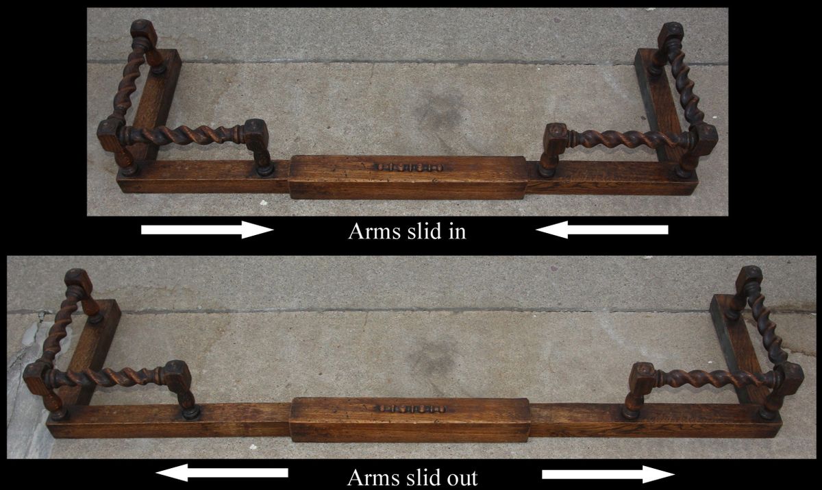 Antique Oak Barley Twist Extendable Fireplace Fender Bumper Guard Surround