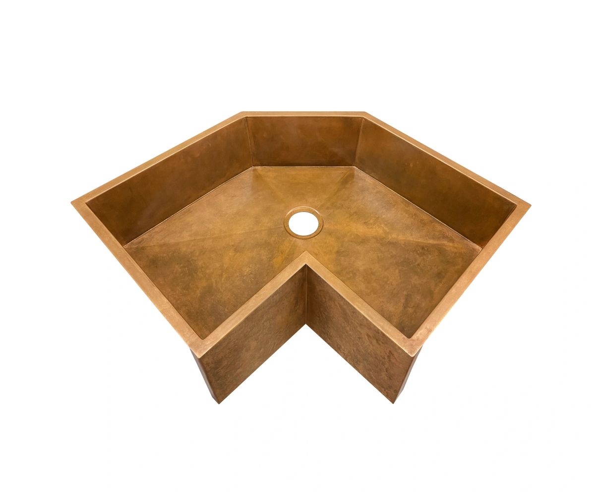 CUSTOM COPPER CORNER FARMHOUSE KITCHEN SINK, Made in the USA