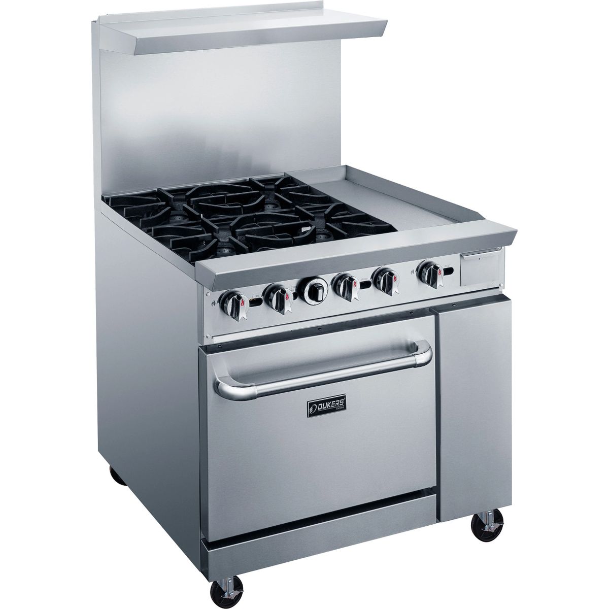 Dukers DCR36-4B12GM 36″ Gas Range with Four (4) Open Burners & 12 ...
