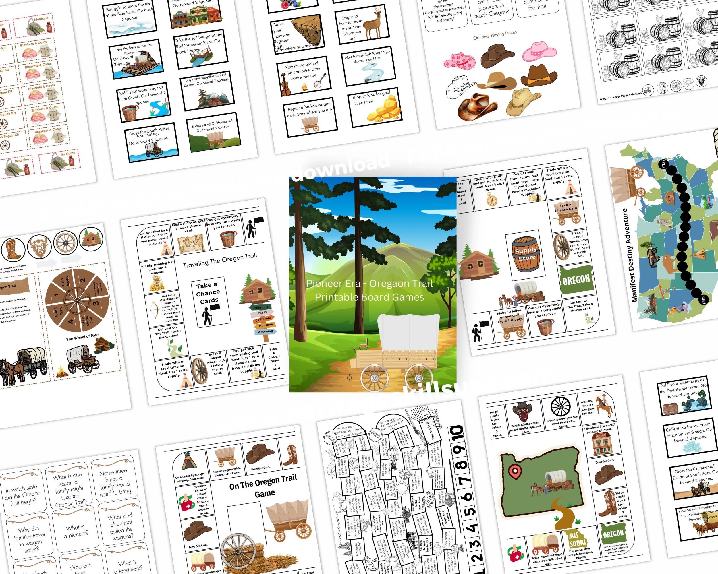 New Release: Pioneers & Oregon Trail Printable Board Games