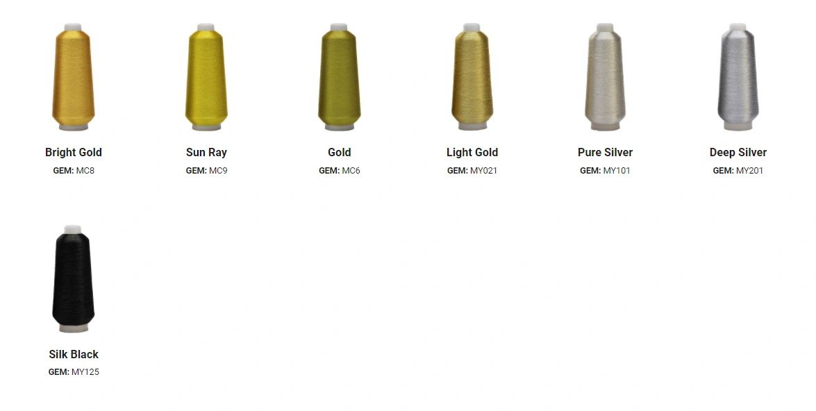 GEM Embroidery Thread - Metallic Colours