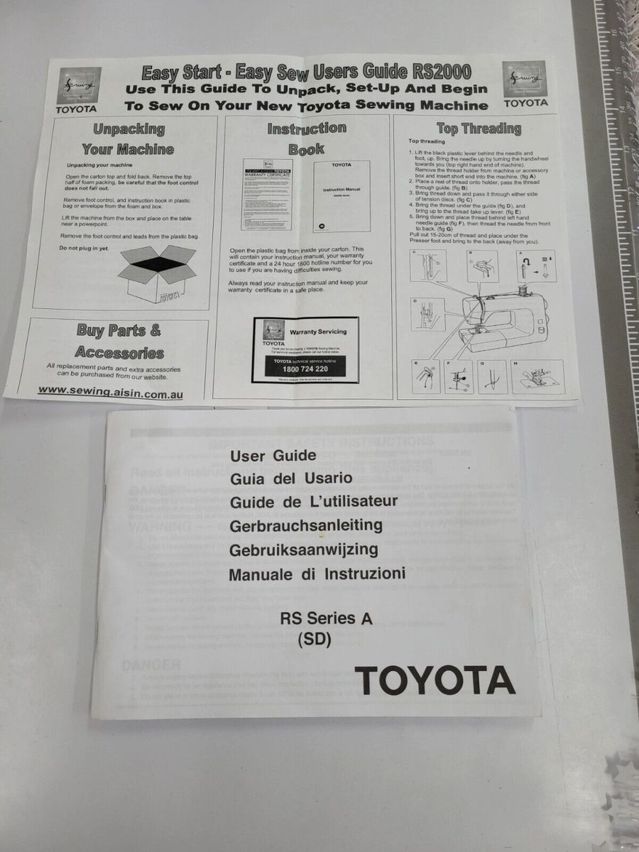 Toyota sewing machine manual book