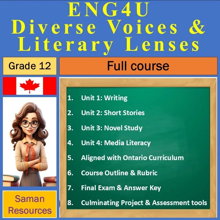 ENG4U - Grade 12 - English - Diverse Voices & Literary Lenses - Full Course