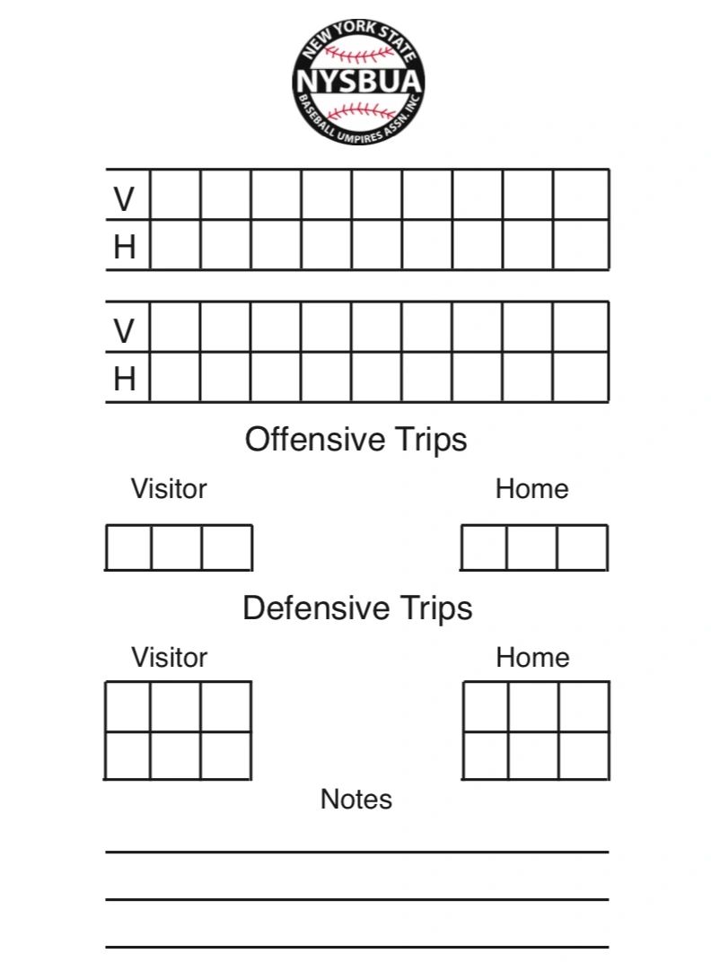 NYSBUA Score Cards- 25 Pack