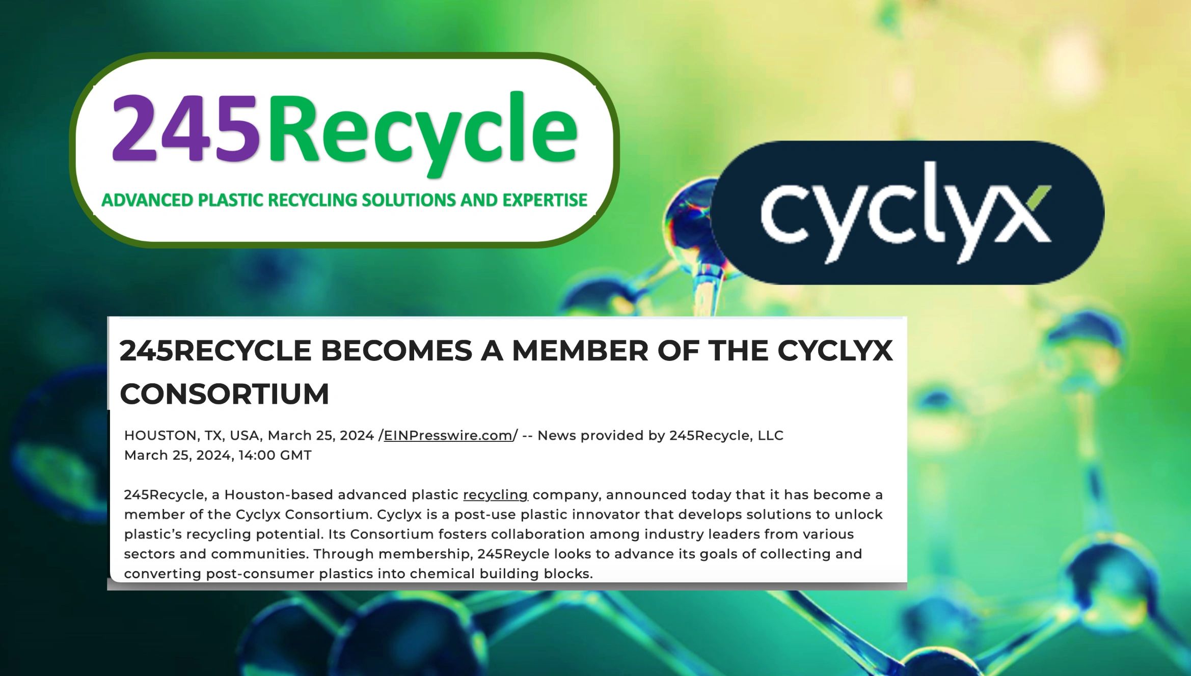 245Recycle Becomes a Member of the Cyclyx Consortium