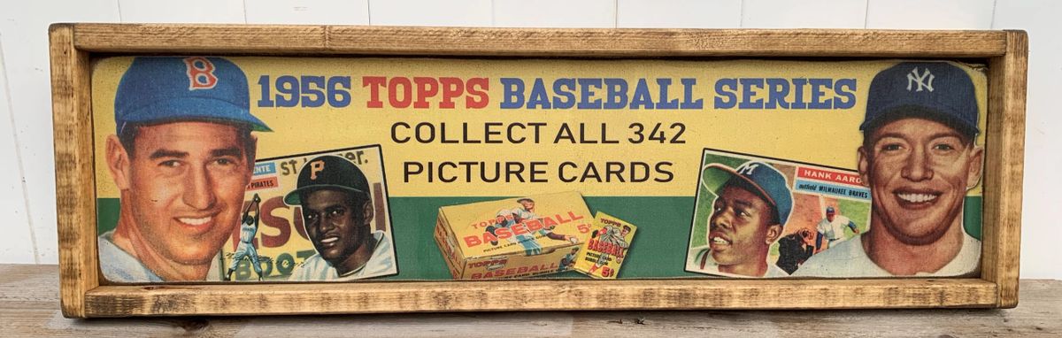 6x24 1956 Baseball Card Set Wood Advertisement Sign Display