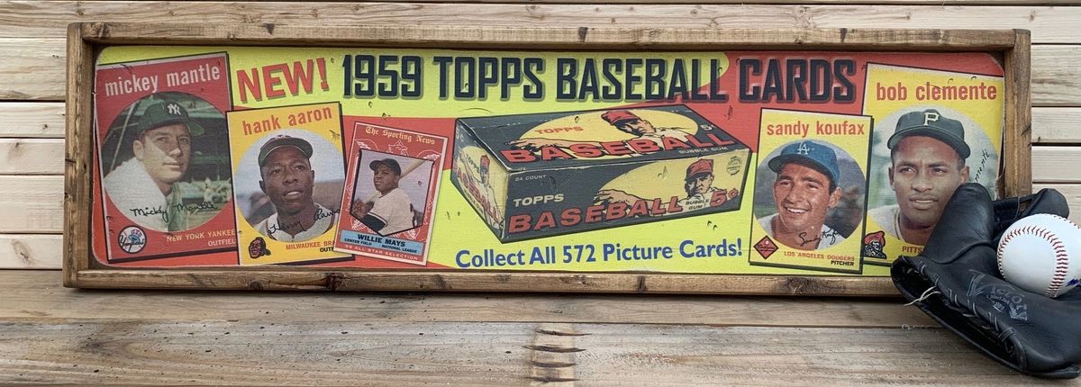 12x48 1959 Baseball Card Set Wood Advertisement Sign Display