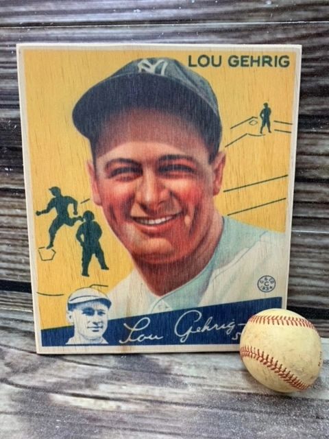 1934 Goudey Lou Gehrig 10"x12"x1/2" Birch Wood Vintage Baseball Card ...