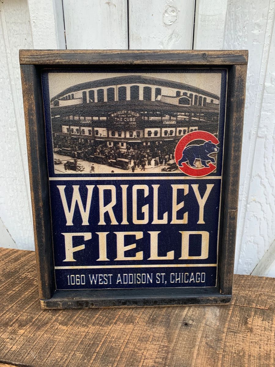 12x16 Wrigley Field Stadium Sign Vintage Style Display Sign