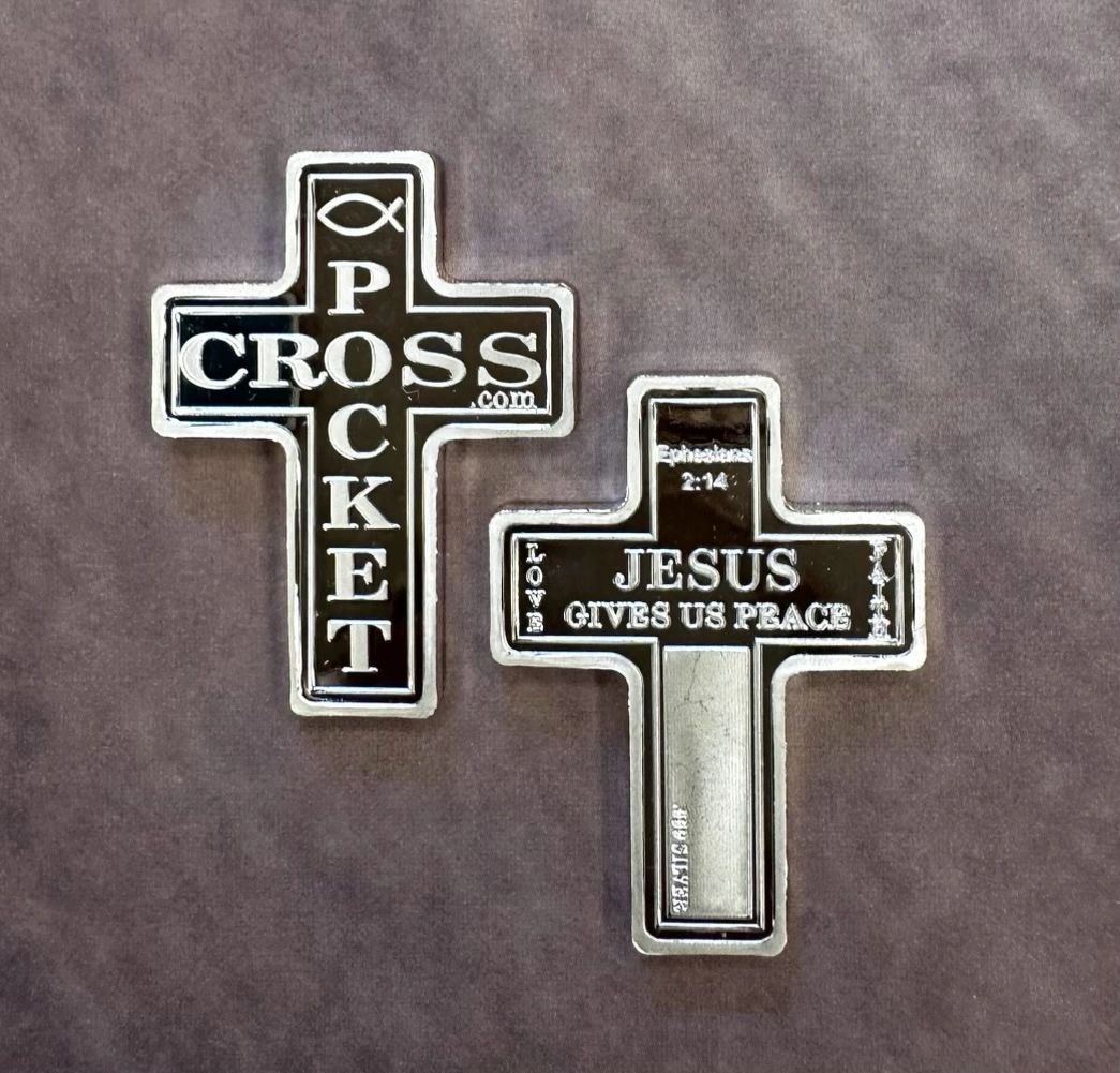 Solid .999% Pure Silver Pocket Cross