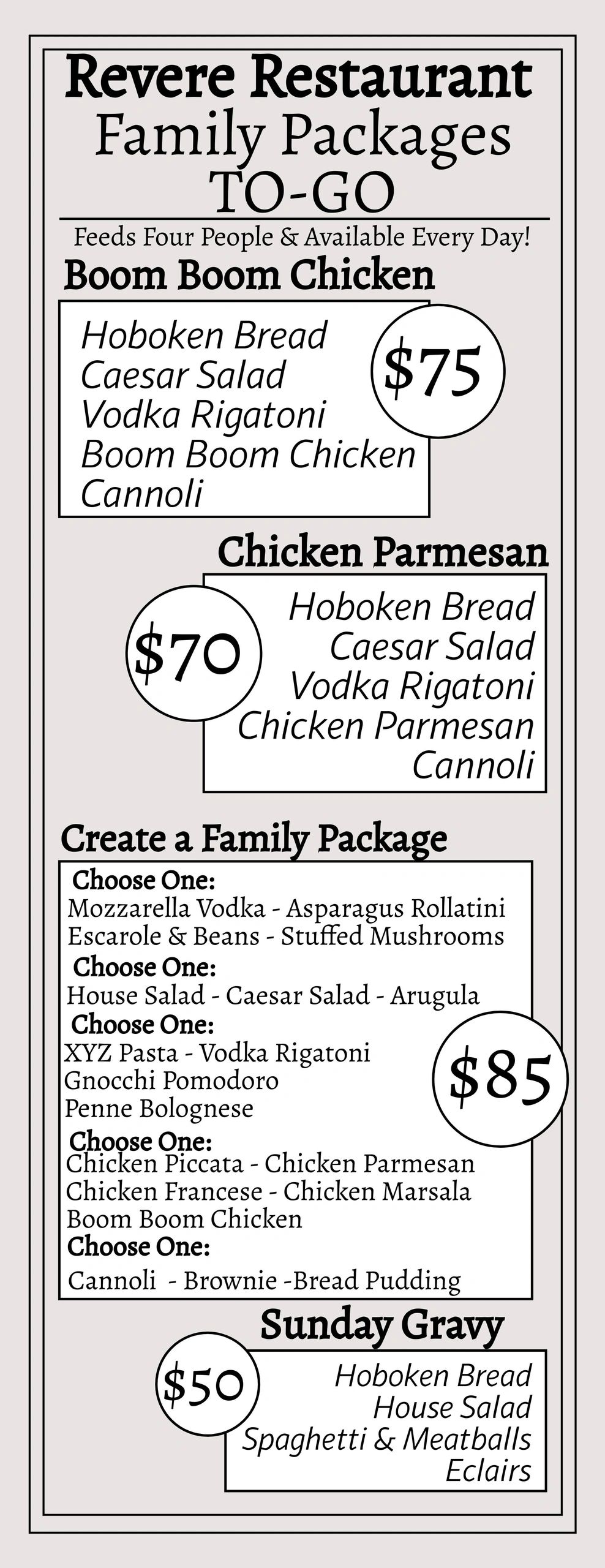 Family Packages To Go