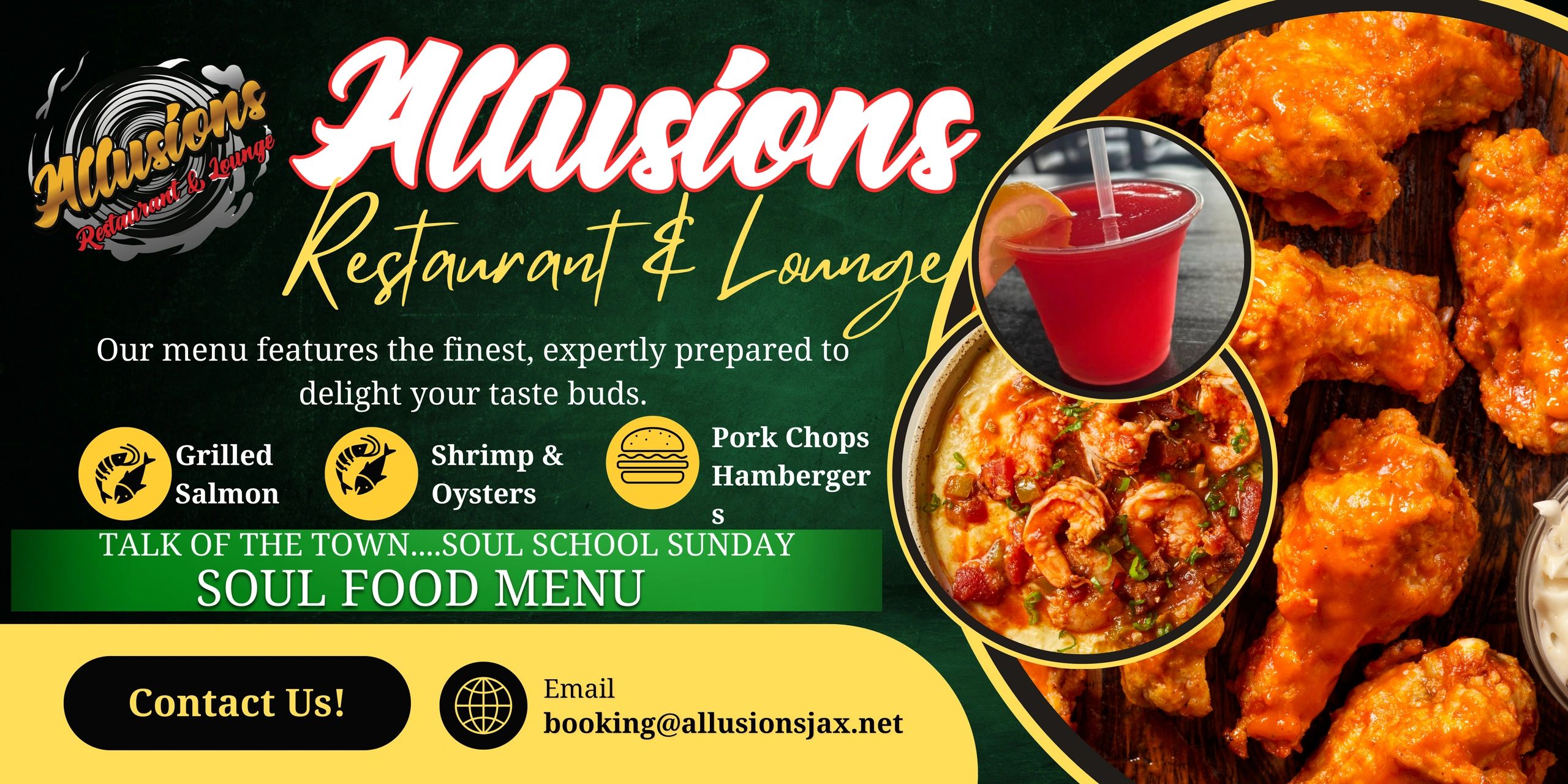 Delicious Pork Chop and Wings at Allusions Jax