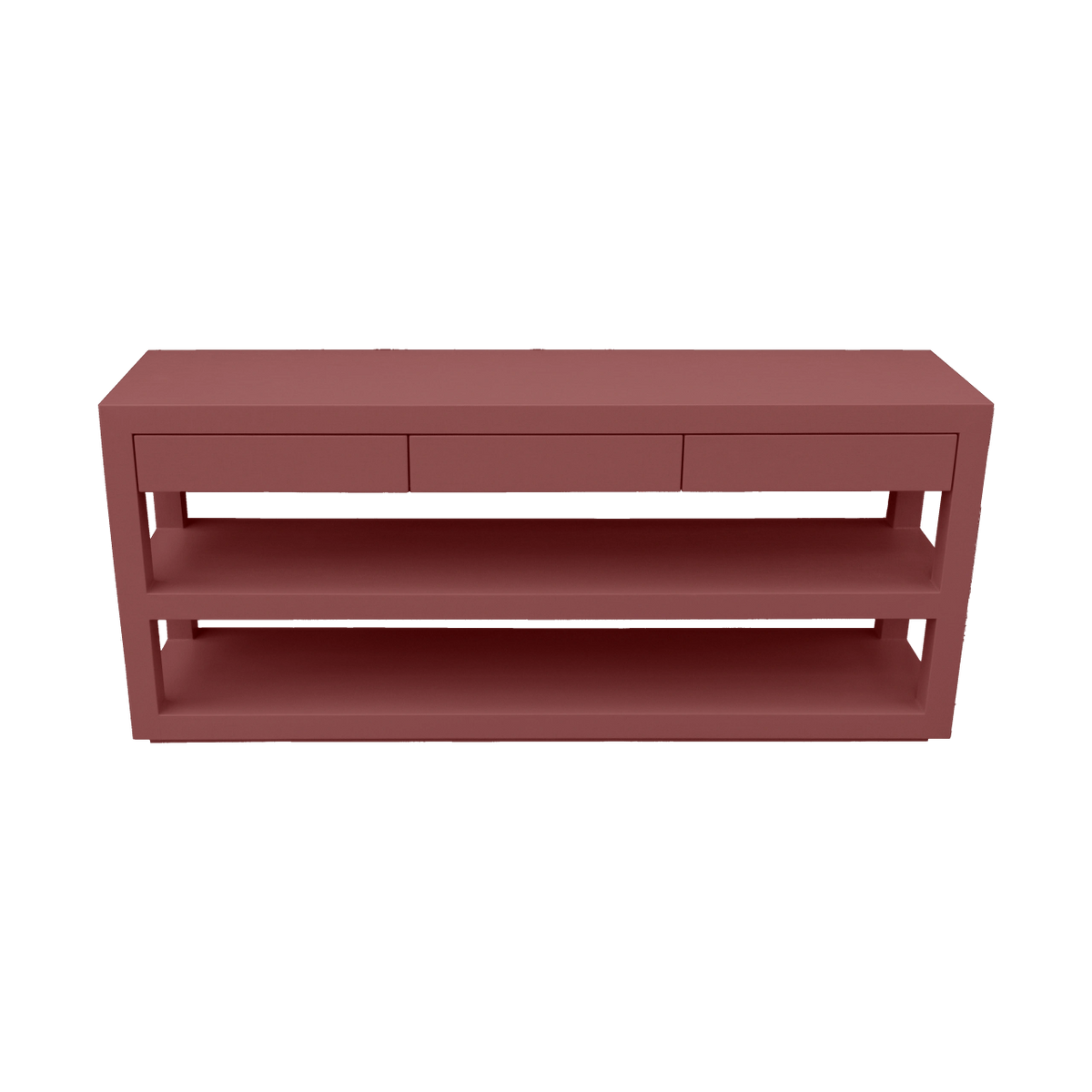 Two-Tier Raffia Wrapped Console Table With Storage Drawers