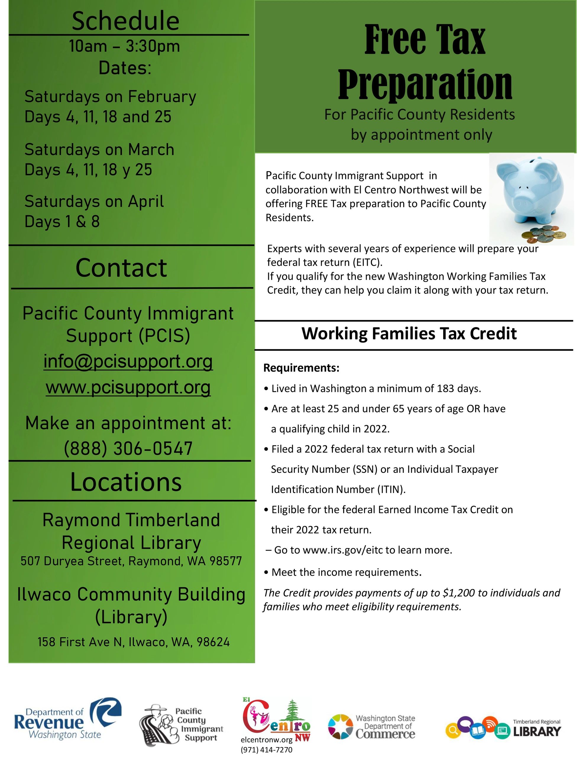 Free Tax Preparation Services Available To Pacific Co. Residents
