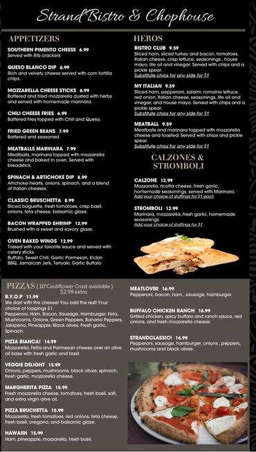 Menu | The Strand Bistro