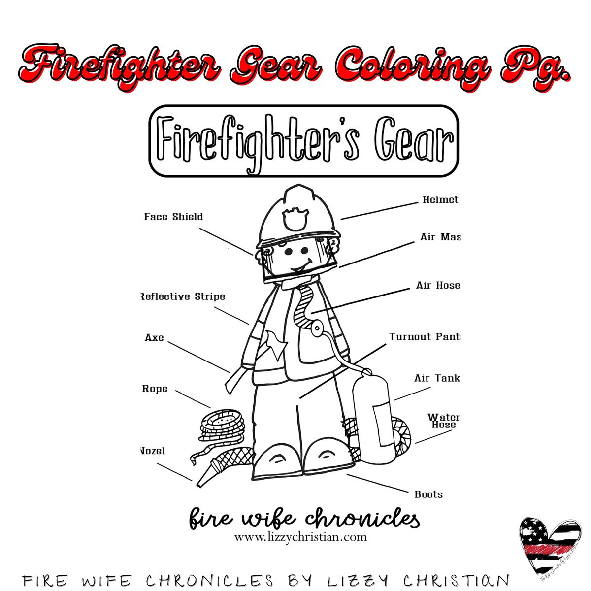 Free Firefighter Gear Coloring Page