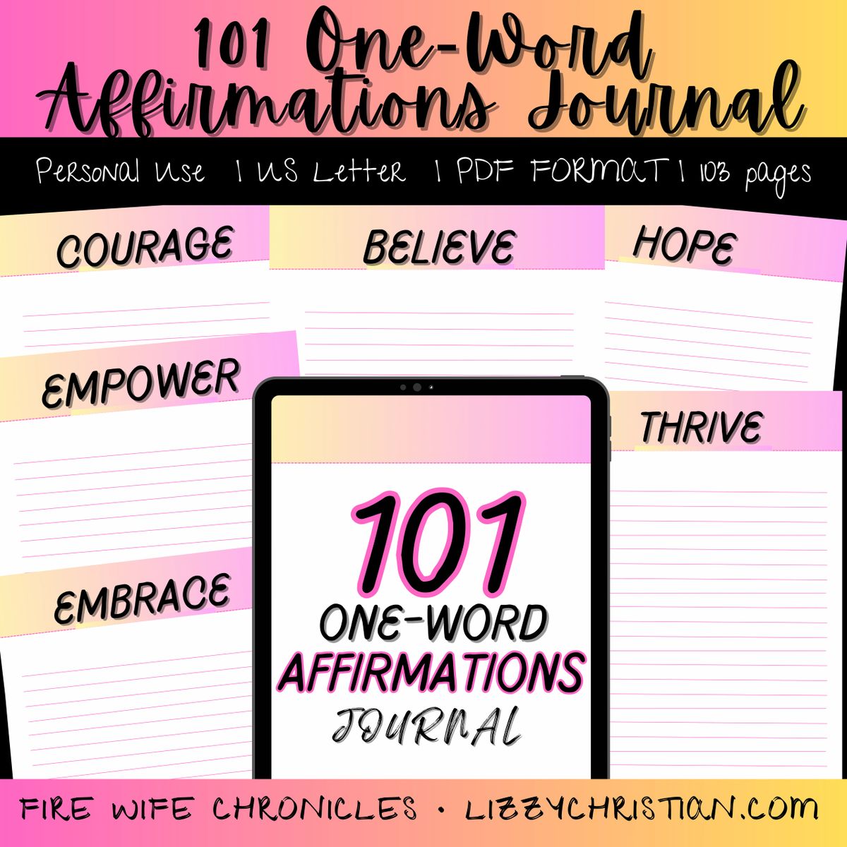 101 One-Word Affirmations Printable Journal