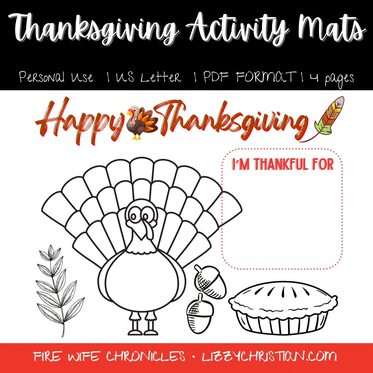 Printable Interactive Thanksgiving Placemats for Kids