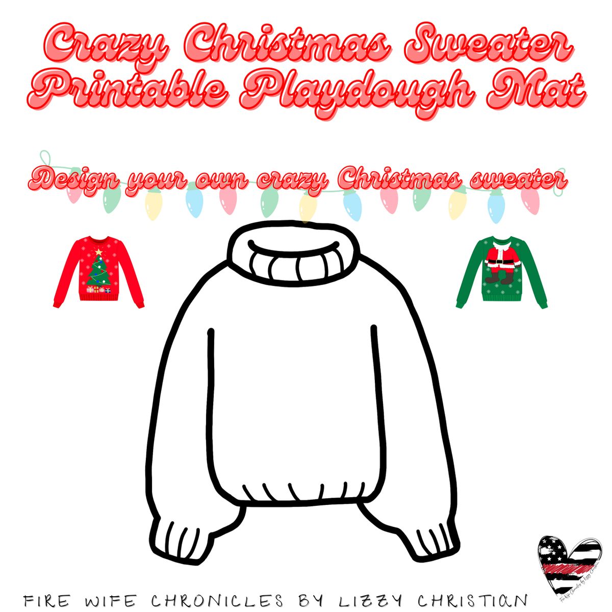 Crazy Christmas Sweater Printable Playdough Mat