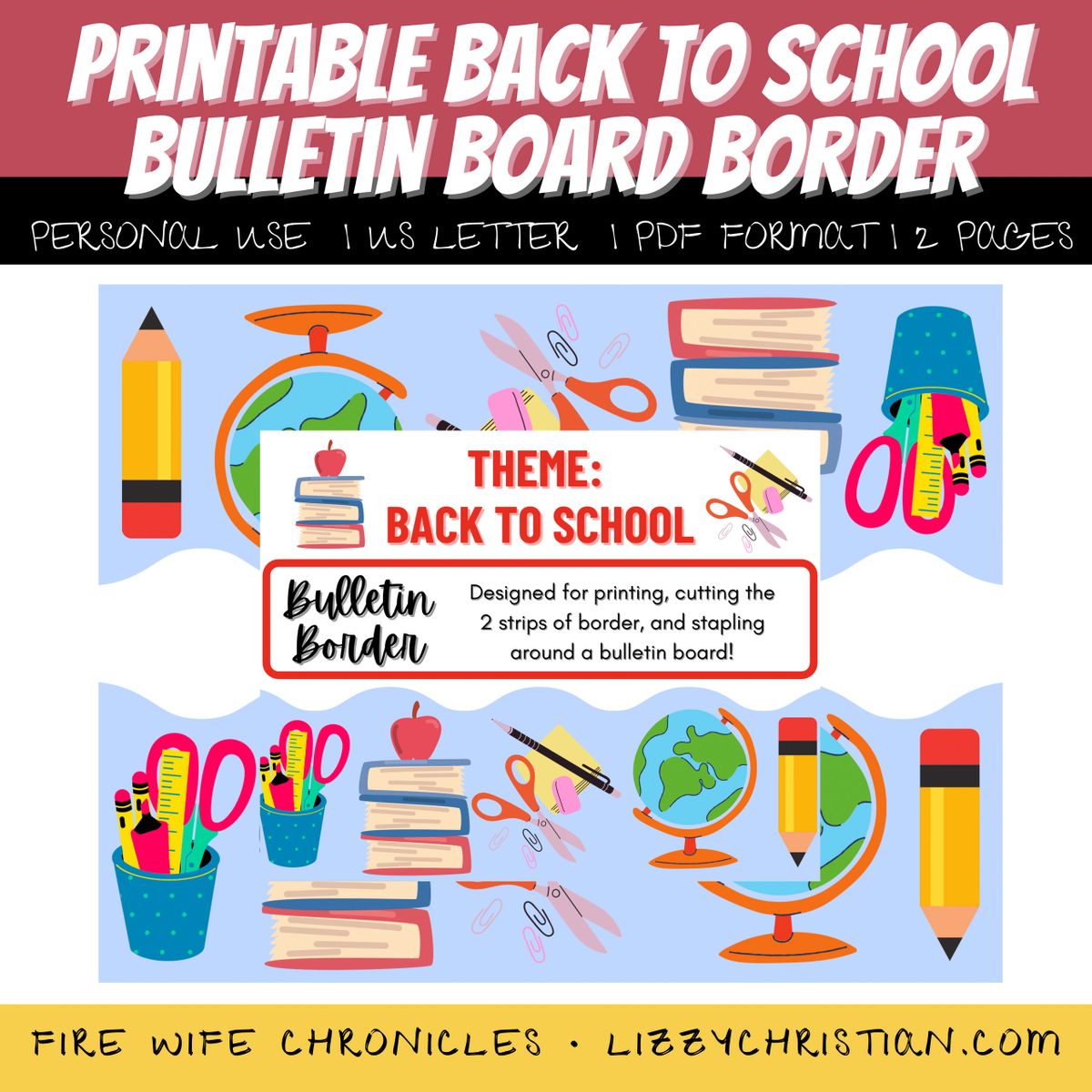 Back to School Printable Bulletin Board Border