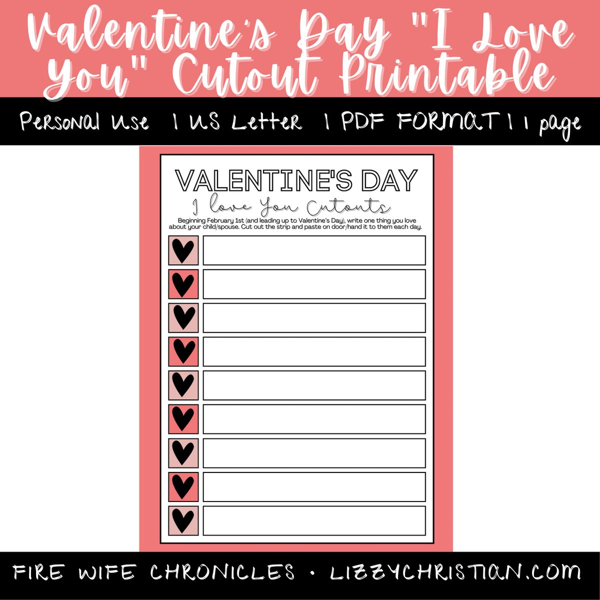 Valentine's Day "I Love You Because" Printable