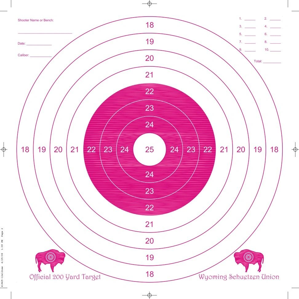 200-yard/18-ring Wyoming Schuetzen Union "German Ring" 100 ct. (Two ...