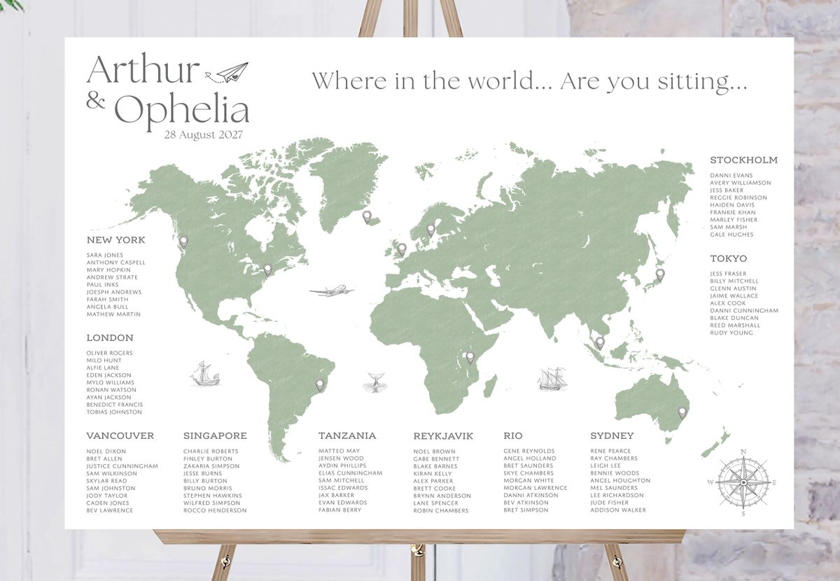 Destination World Map Table Plan