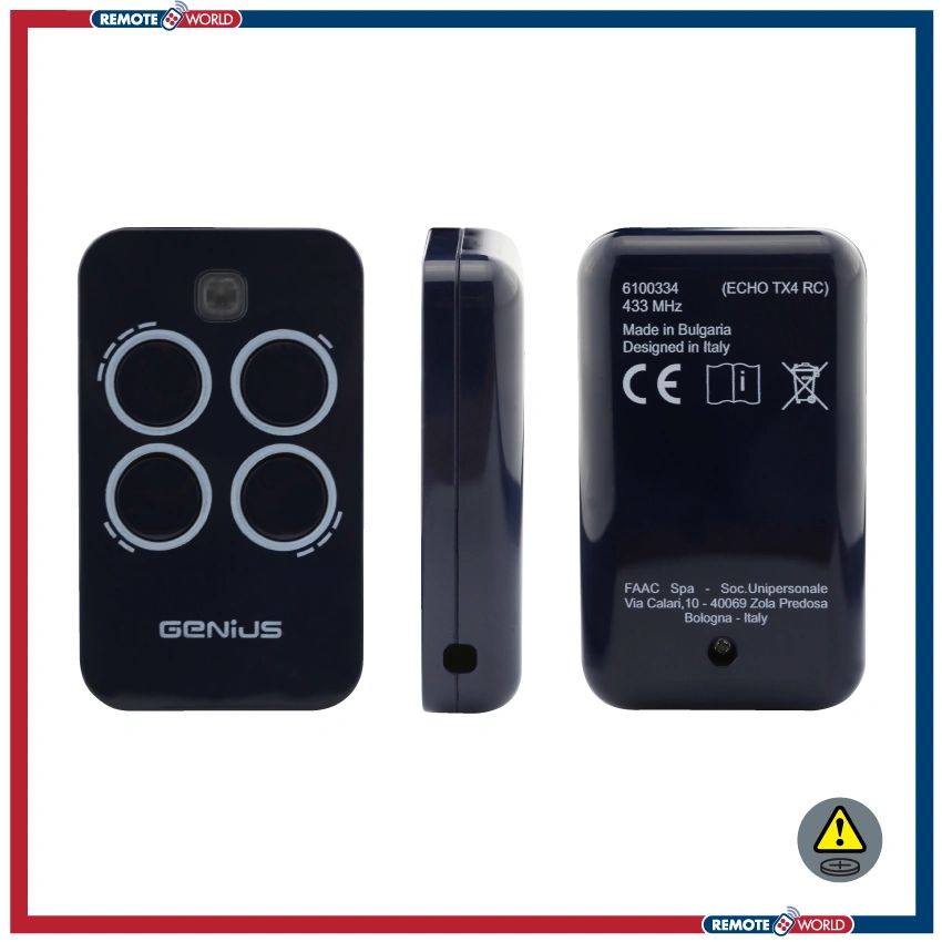 GENIUS ECHO TX4 RC 4 Button Remote