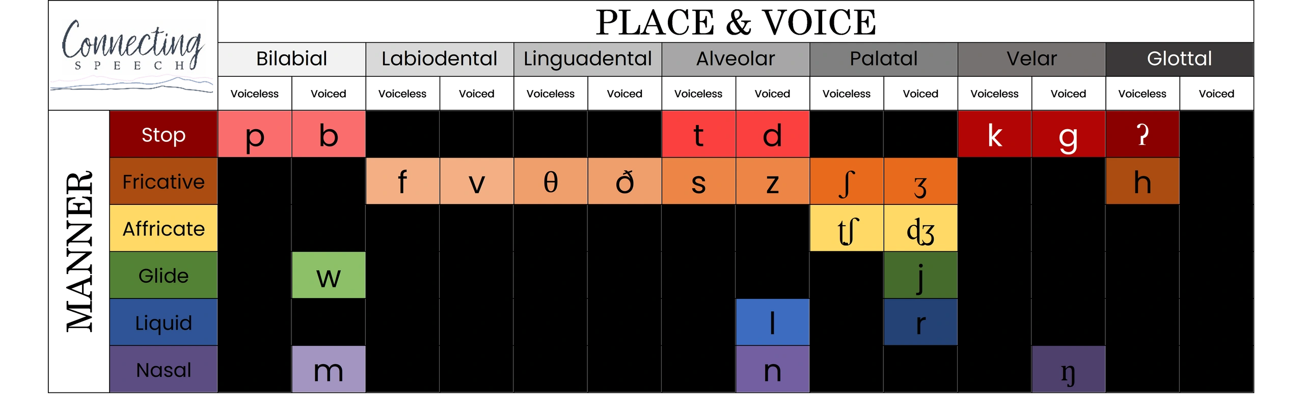 The VERY BEST Place Voice Manner Chart You Ever Did See