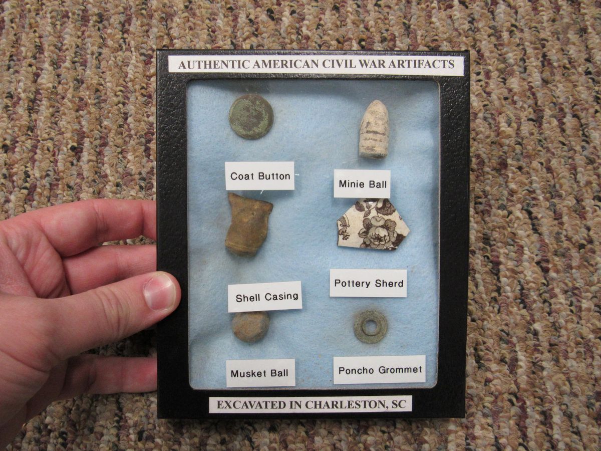 Civil War artifacts excavated In Charleston, SC including a coat button ...