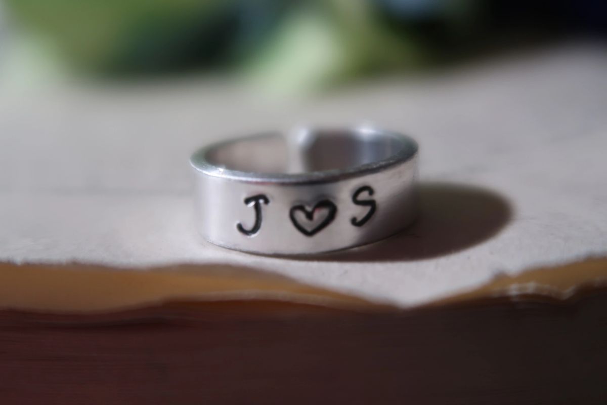 Adjustable Custom Couples Heart Ring