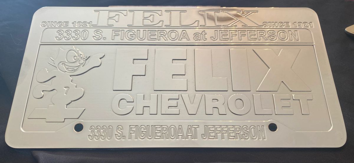 FELIX LICENSE PLATE IN 3D WITH HOLES ON THE BOTTOM IN A 1/8" THICK ...