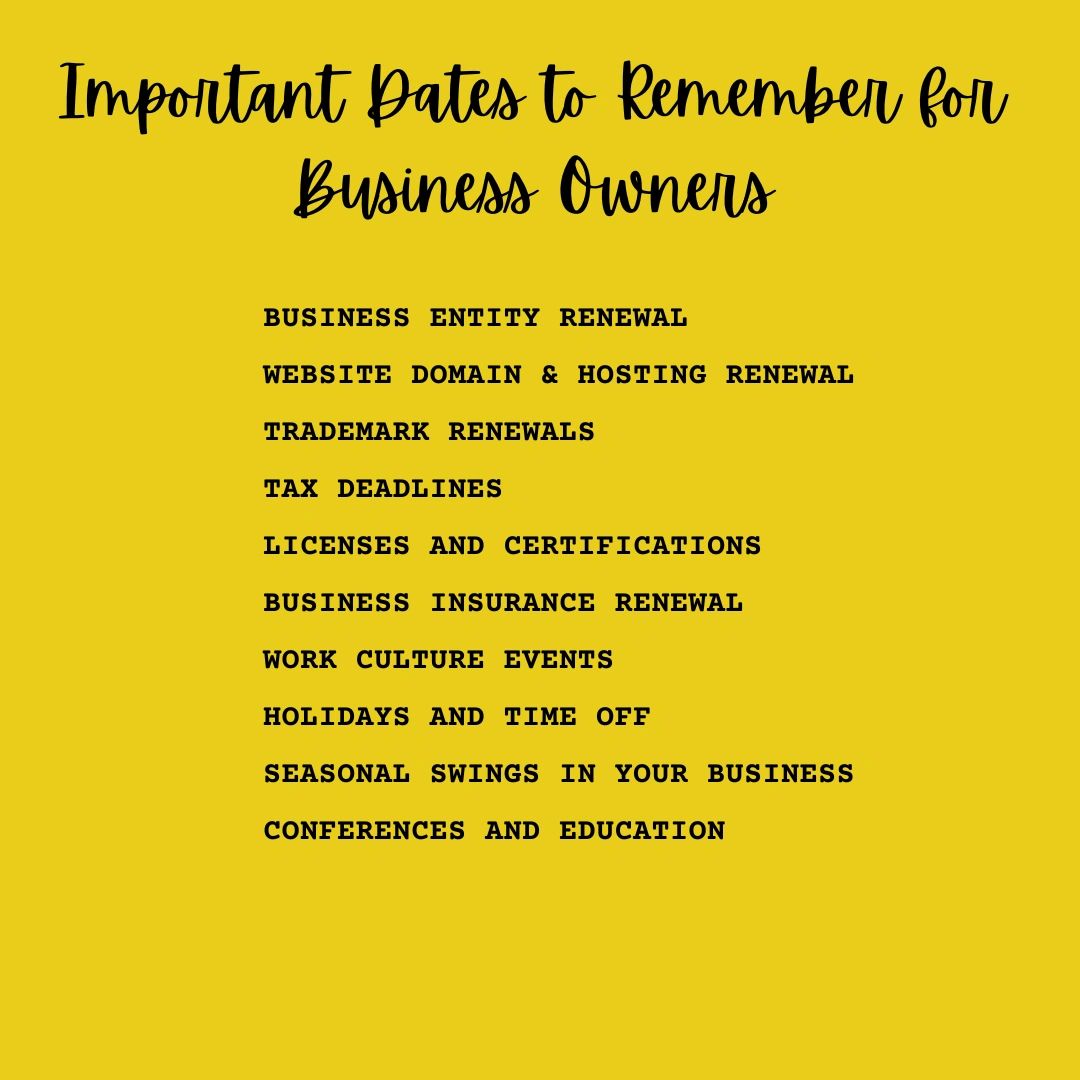 Important Dates for Business Owners to Remember