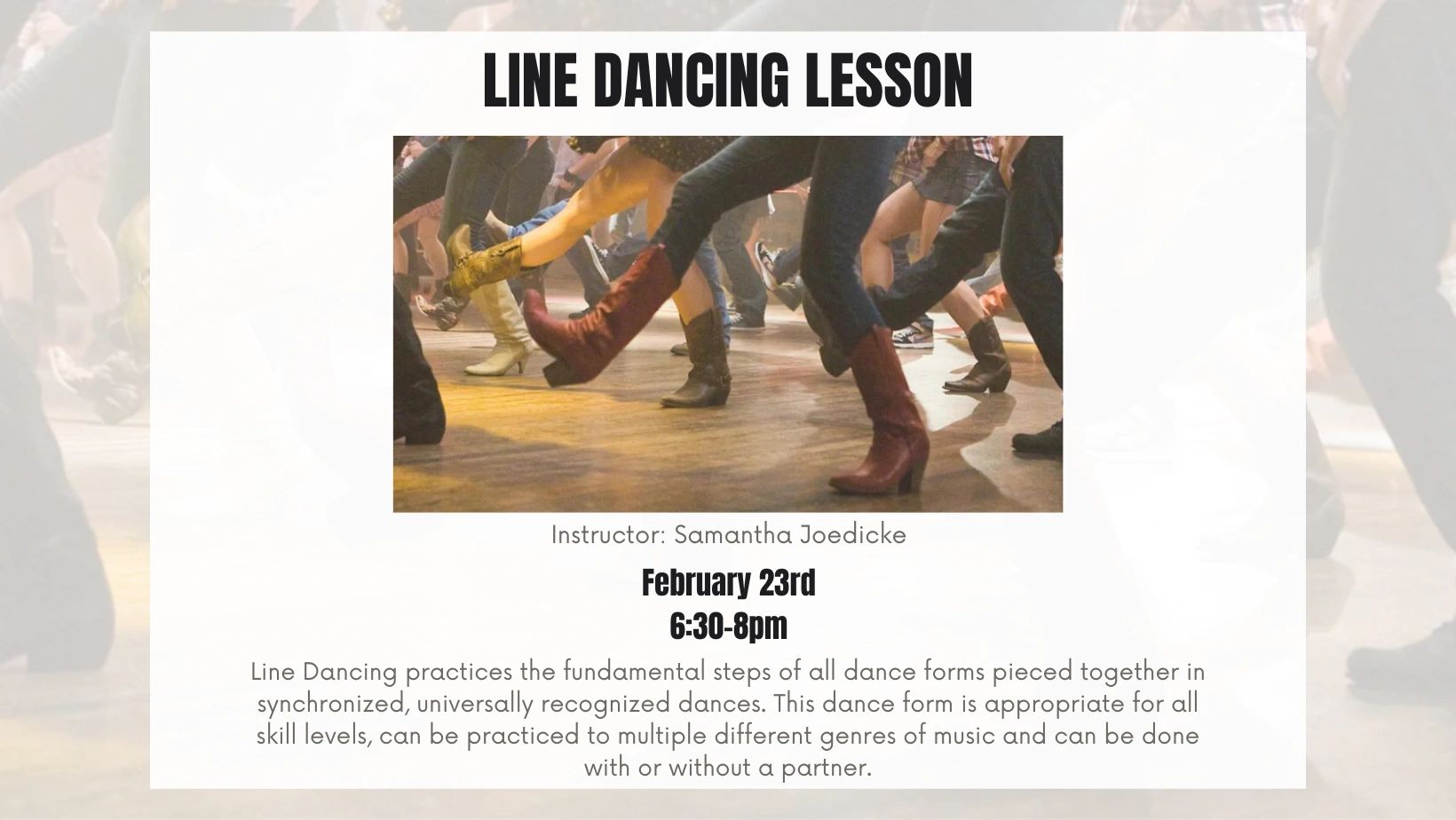 Line Dancing Intro Lesson