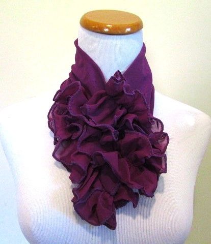 Purple One Piece Neck Scarf - Purple Ruffled Neck Piece -Red Hatter ...