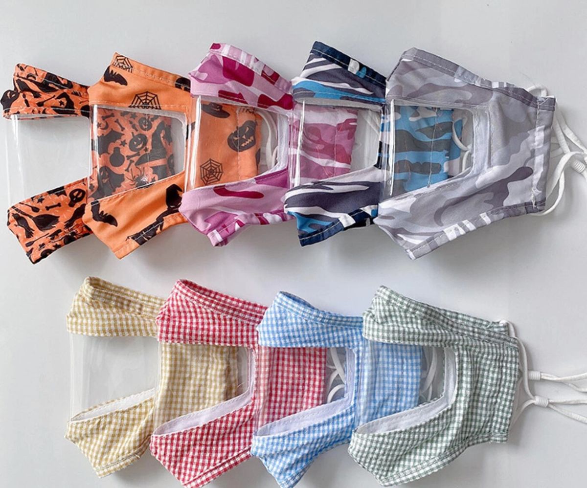 Lip Reading Mask with PVC Panel Printing moq 1000 OMM20057