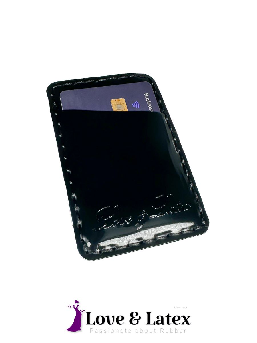 Latex Card Wallet, Hand Stitched, Glossy, Custom Engraving
