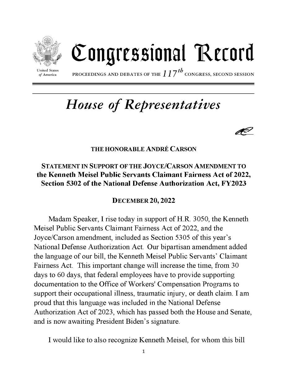 Ken Meisel Bill Enters Congressional Record